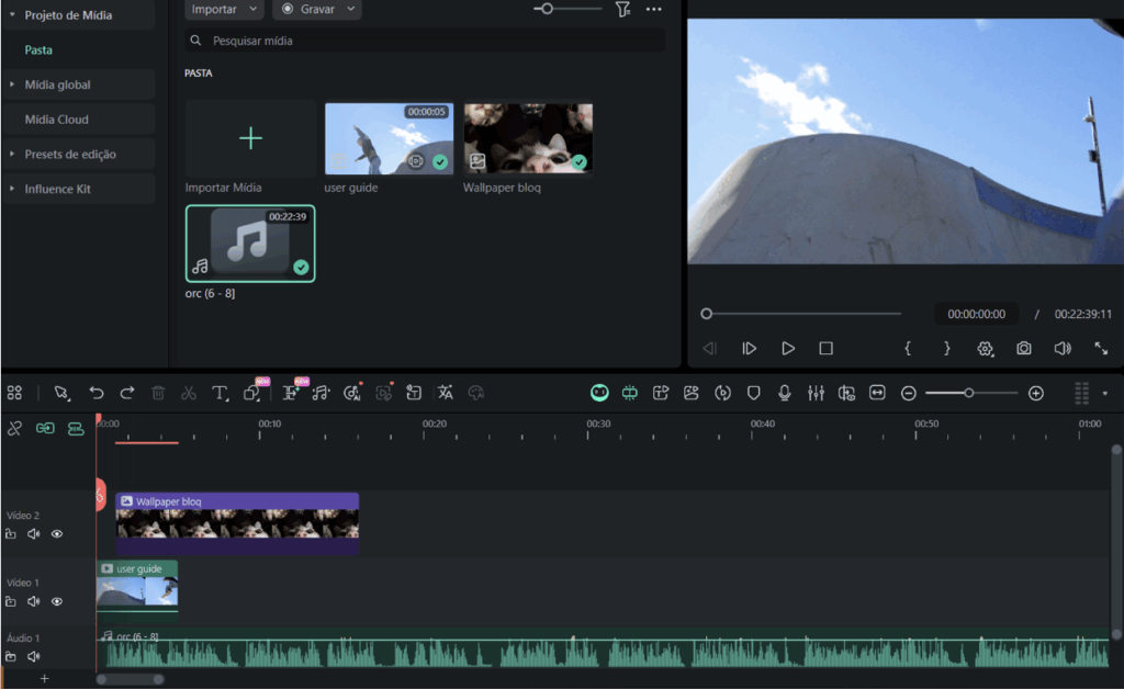 Linha do tempo (Timeline) do Filmora: como organizar e editar vídeos de ...